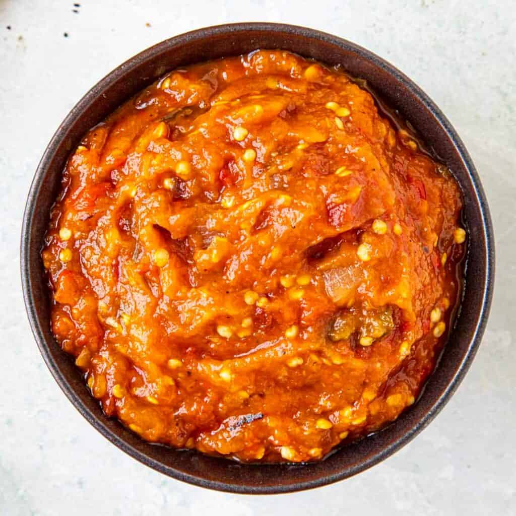 Zacusca Recipe: Romanian Roasted Eggplant and Red Pepper Spread