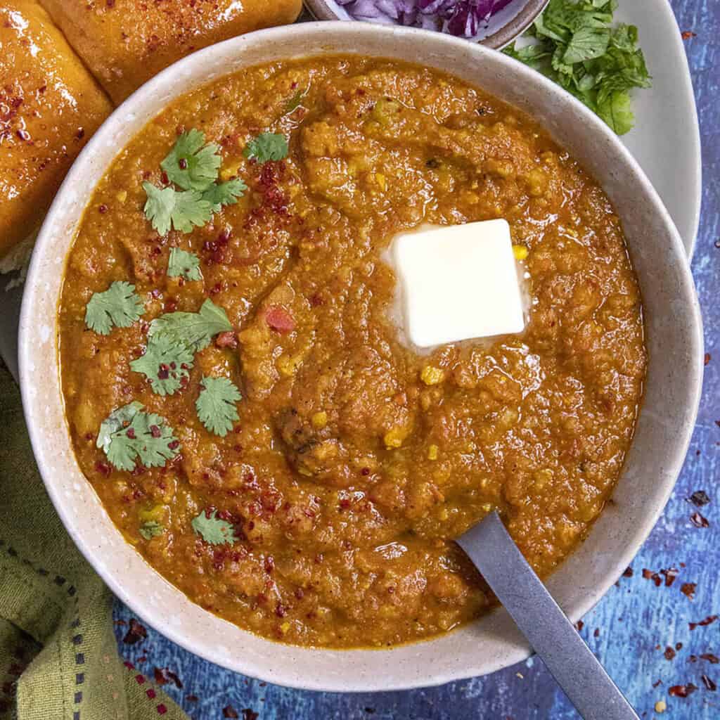 Pav Bhaji Recipe (Spicy Vegetable Curry) - Chili Pepper Madness