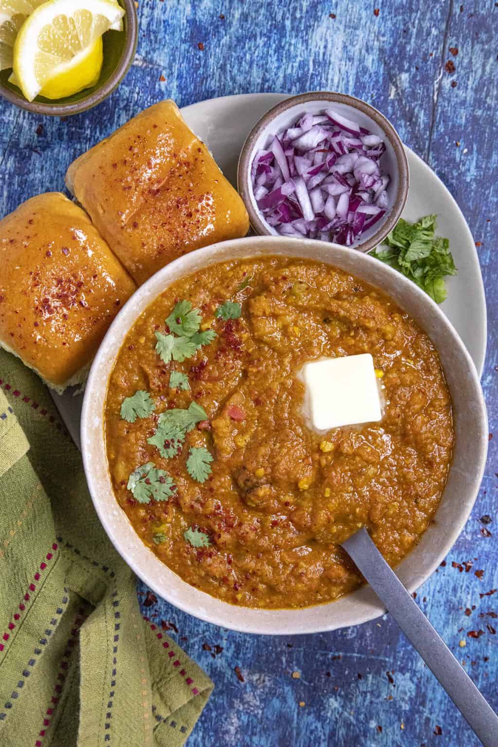 Pav Bhaji Recipe (Spicy Vegetable Curry) - Chili Pepper Madness
