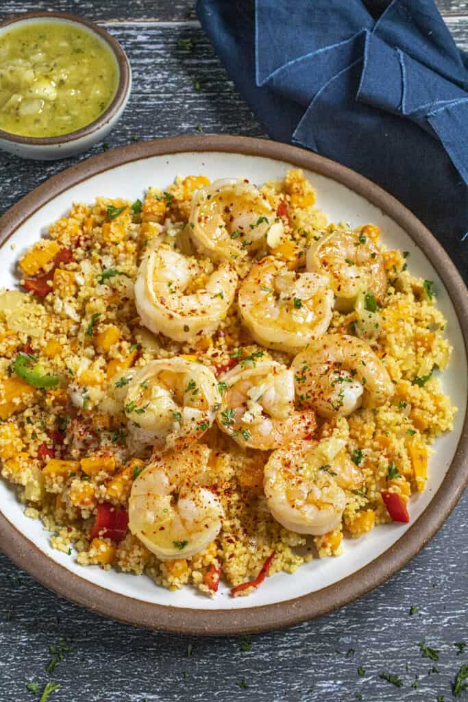 Mojo Shrimp with Chili-Sweet Potato Coucous - Chili Pepper Madness