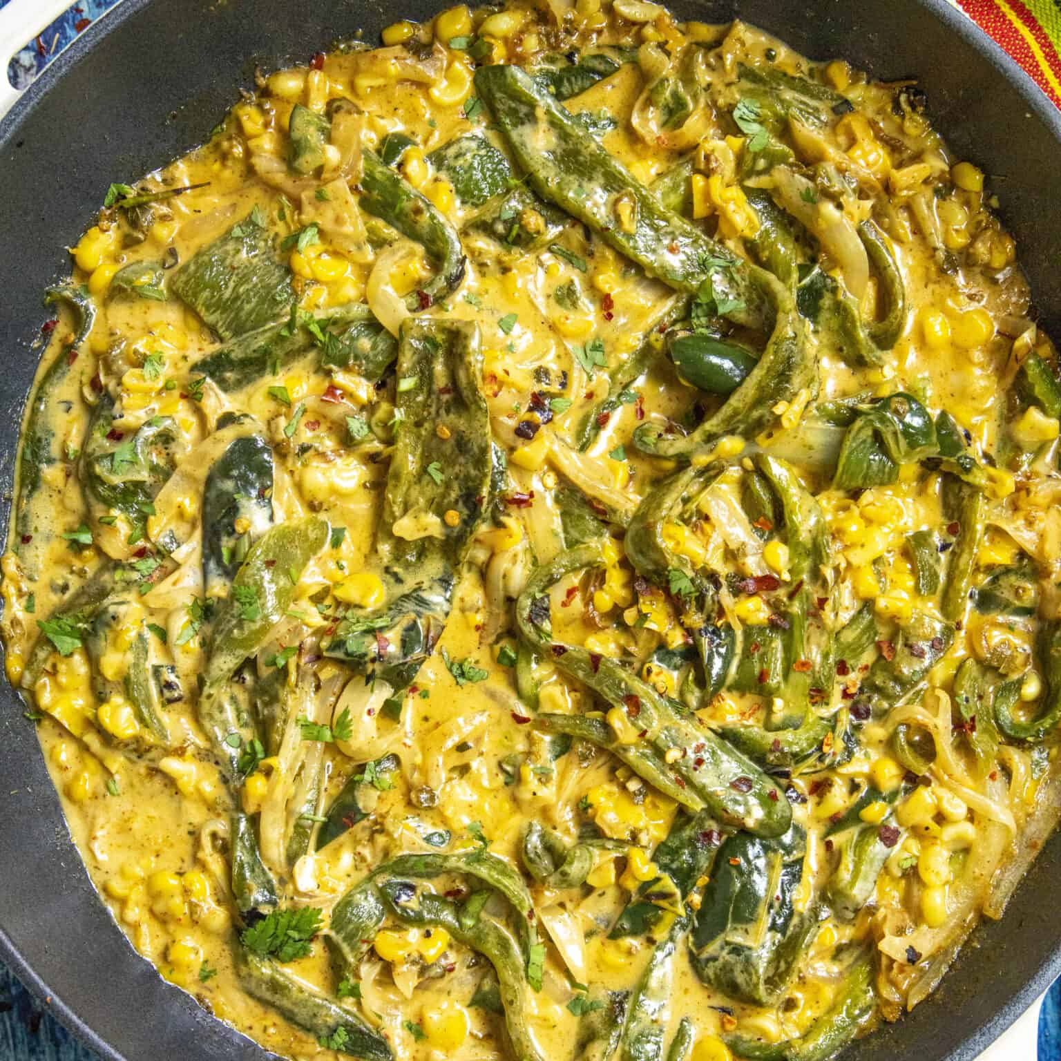Rajas Poblanas (Roasted Poblano Strips in Cream Sauce) - Chili Pepper ...