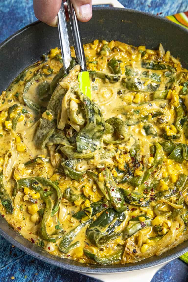 Rajas Poblanas (Roasted Poblano Strips in Cream Sauce) - Chili Pepper ...