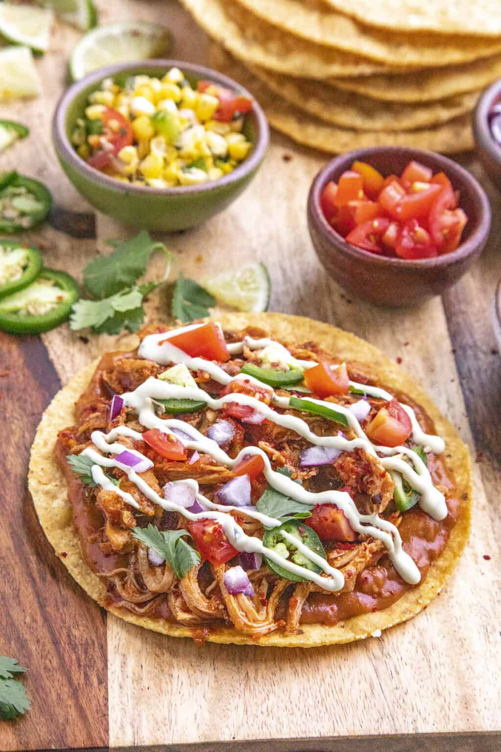 Tostadas de Tinga (Chicken Tinga Tostadas) - Chili Pepper Madness