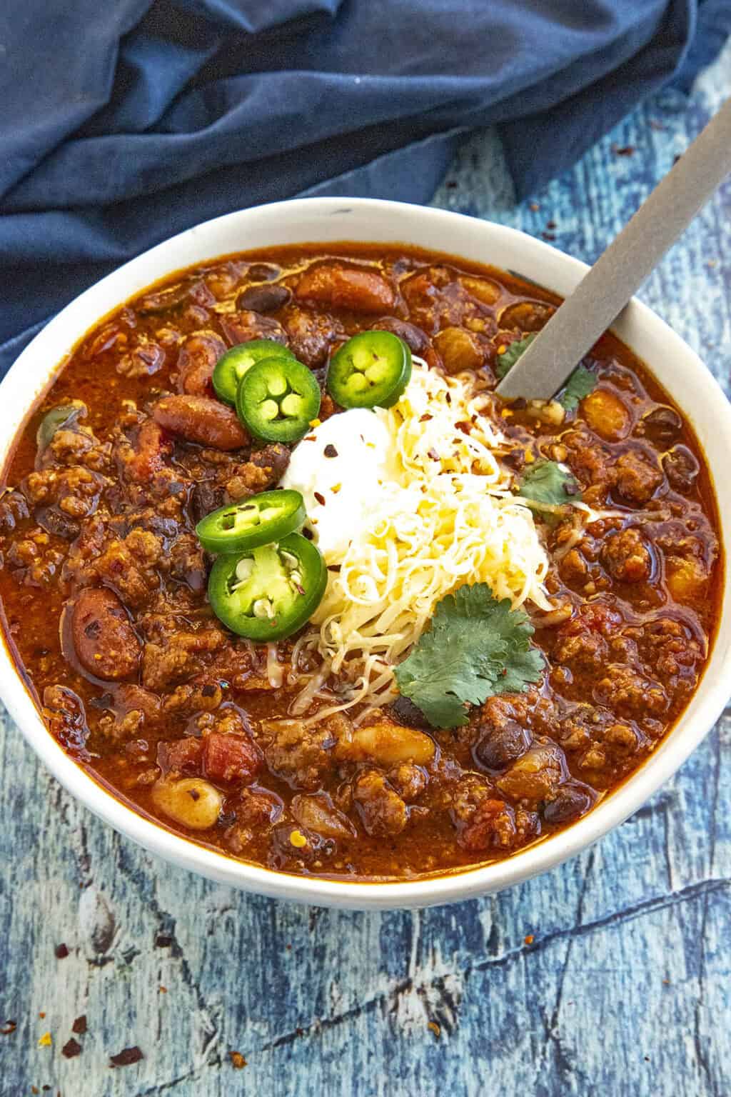 Three Bean Chili Recipe - Chili Pepper Madness